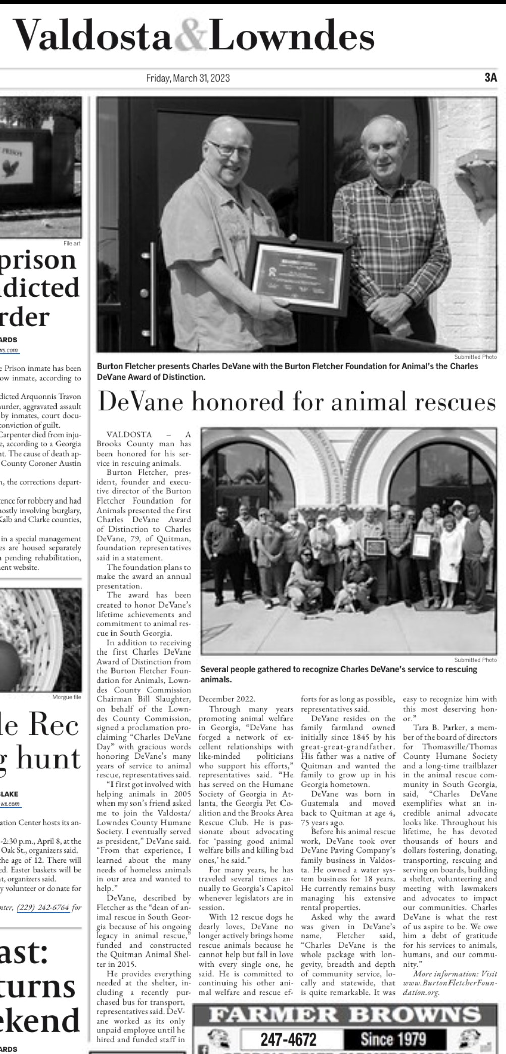 Charles DeVane Press Release March 31 2023 – Burton Fletcher Foundation